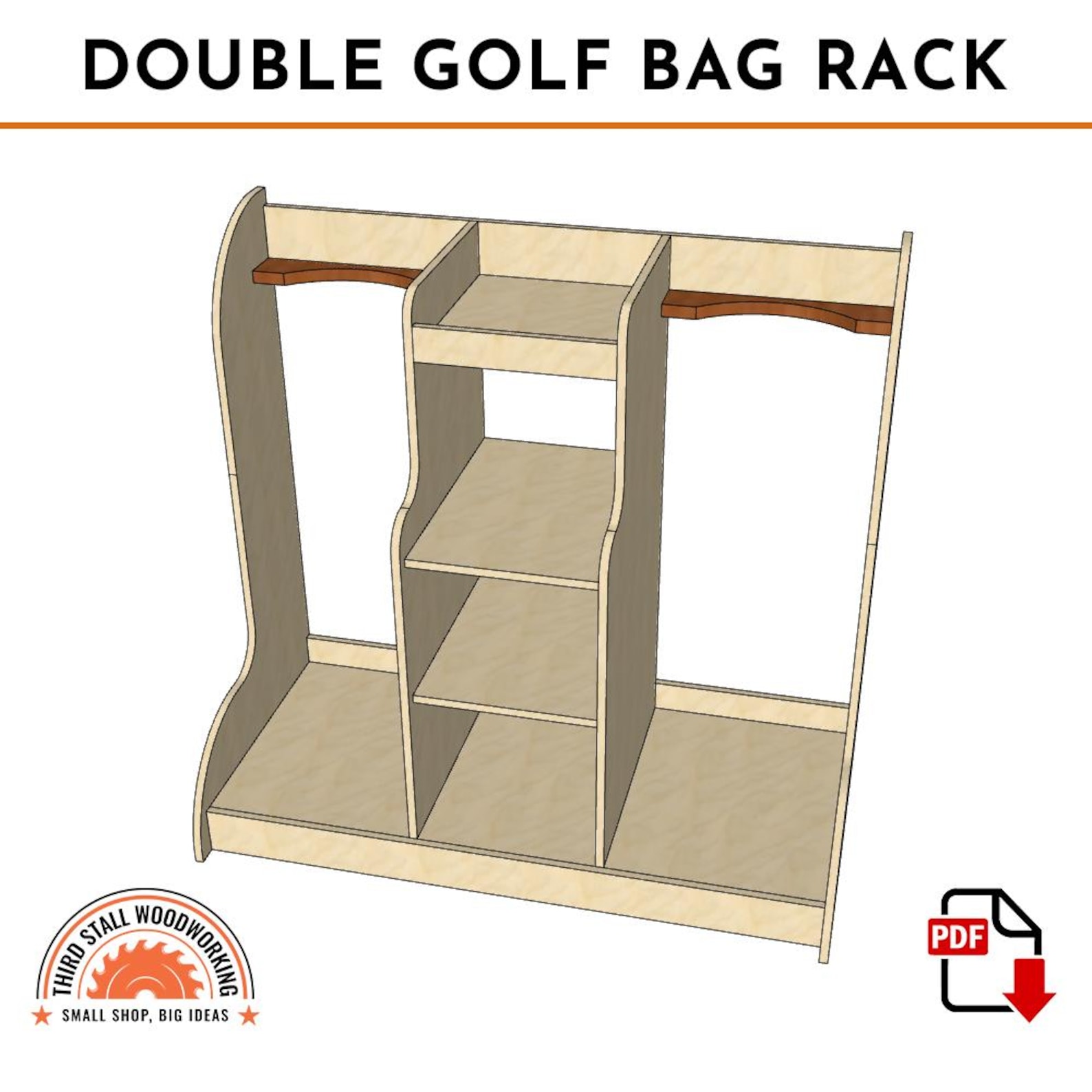 Plans for Double Golf Bag Rack With Shelf Storage - Etsy