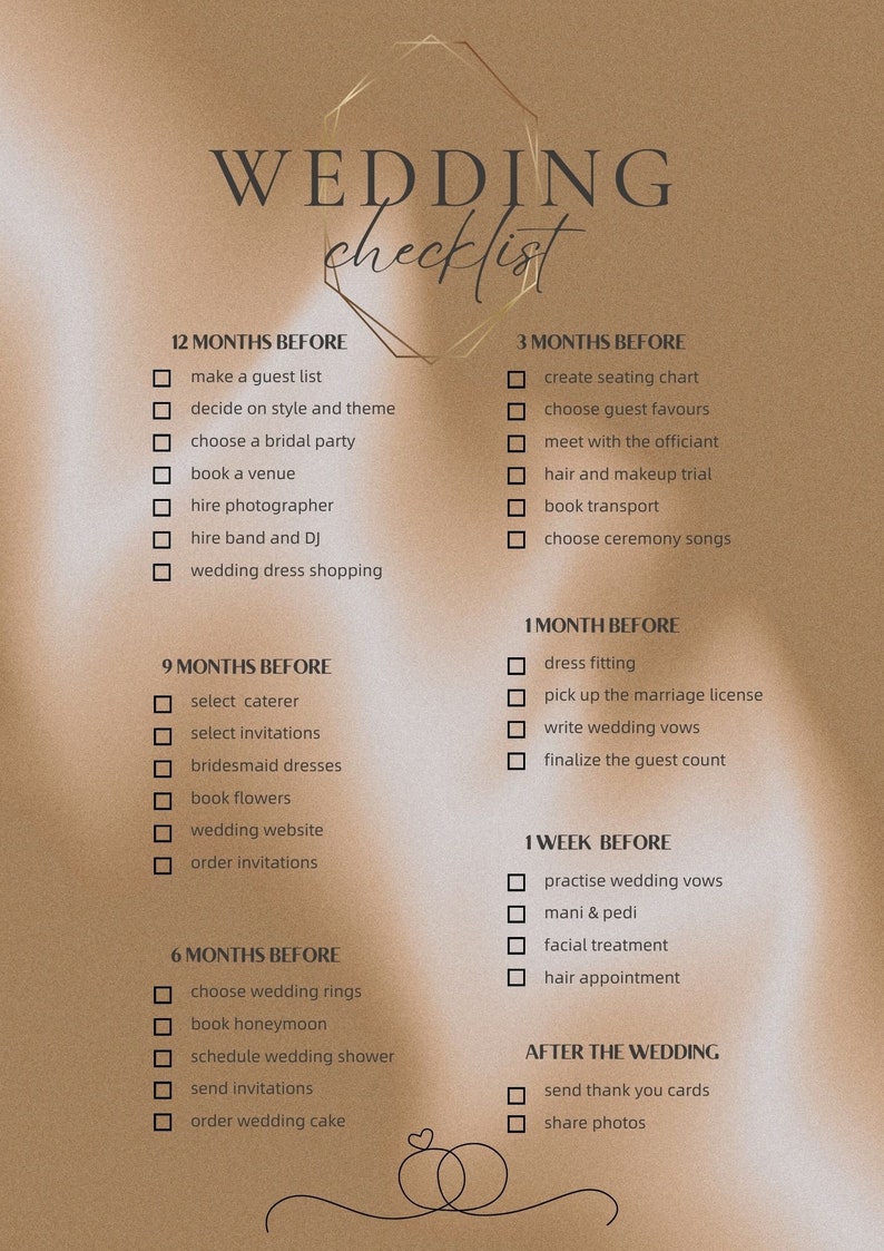 Cream & Beige Aesthetics Wedding Checklist - Etsy