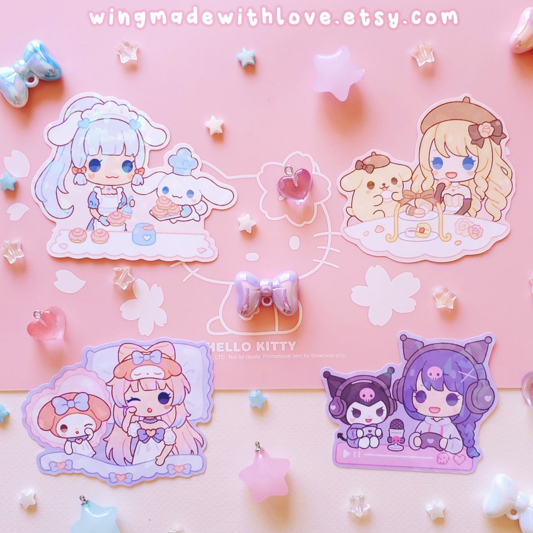 Genshin Sanrio Holographic Sticker Chibi Kokomi Raiden Ei Navia Ayaka ...