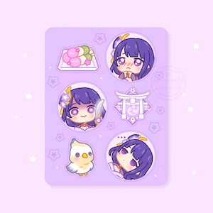 Buy Genshin Impact Raiden Ei Baal Sticker Sheet Cute Chibi Emoji Dango ...