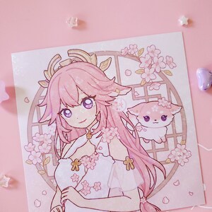 Genshin Matte/holographic Print Yae Miko Ayaka Kokomi Ganyu Pet Friends ...