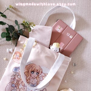 Navia Two-way Tote Bag With Zip & Chibi Keychain - Genshin Cute Double ...