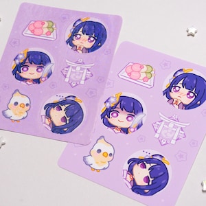 Buy Genshin Impact Raiden Ei Baal Sticker Sheet Cute Chibi Emoji Dango ...
