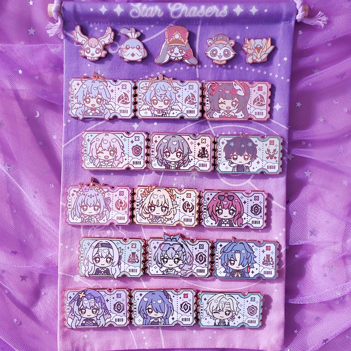 Honkai Star Rail Enamel Pins Premium Rose Gold Glitter - Astral Express ...
