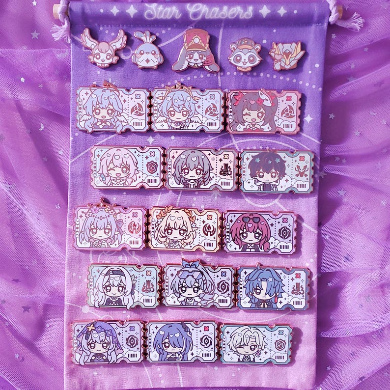 Honkai Star Rail Enamel Pins Premium Rose Gold Glitter - Astral Express ...