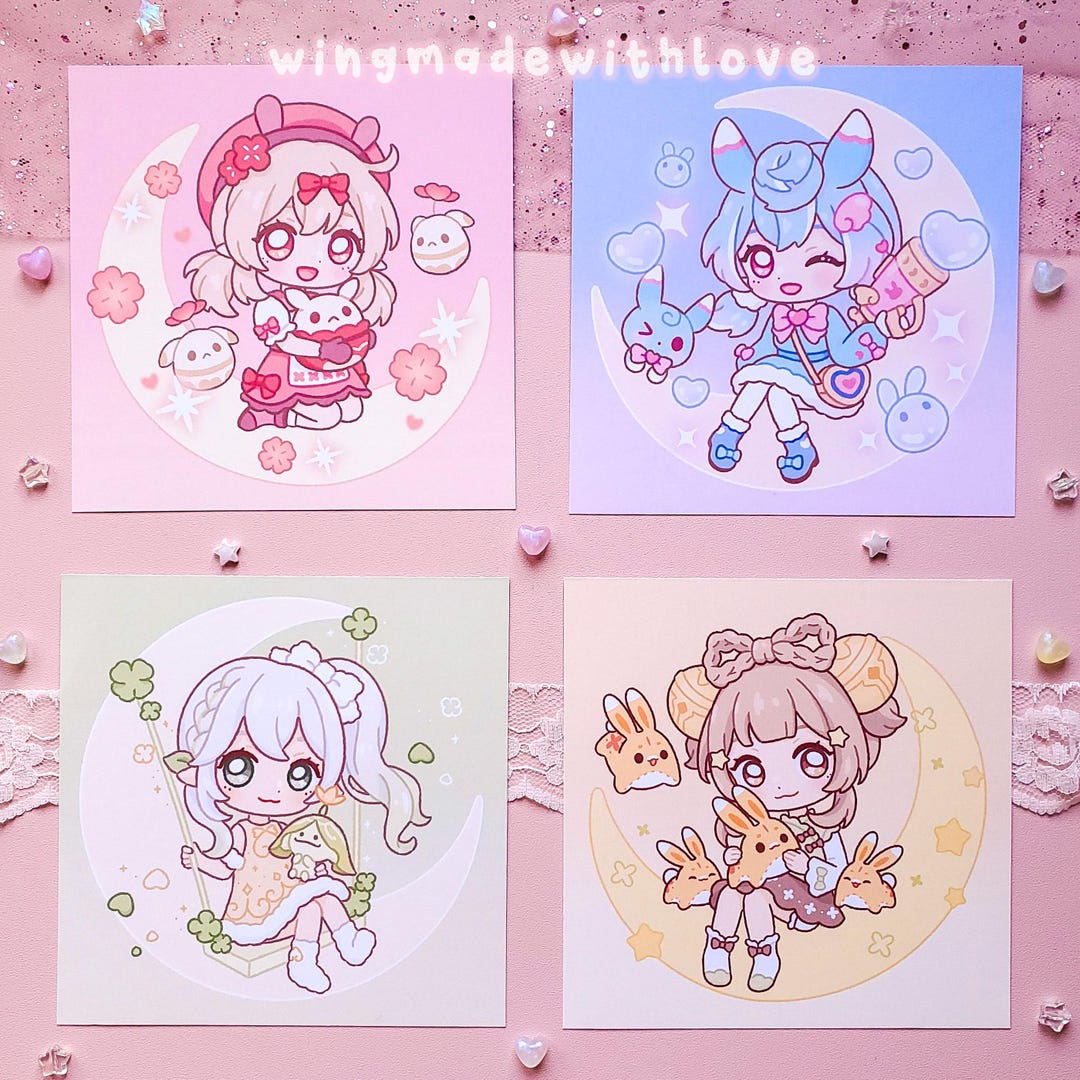 Genshin Chibi Matte/holographic Print Klee Dodoco Sigewinne Nahida ...