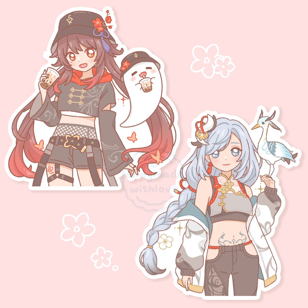 Genshin Holographic Stickers Hu Tao Bootao Shenhe Cloud Retainer Liyue ...