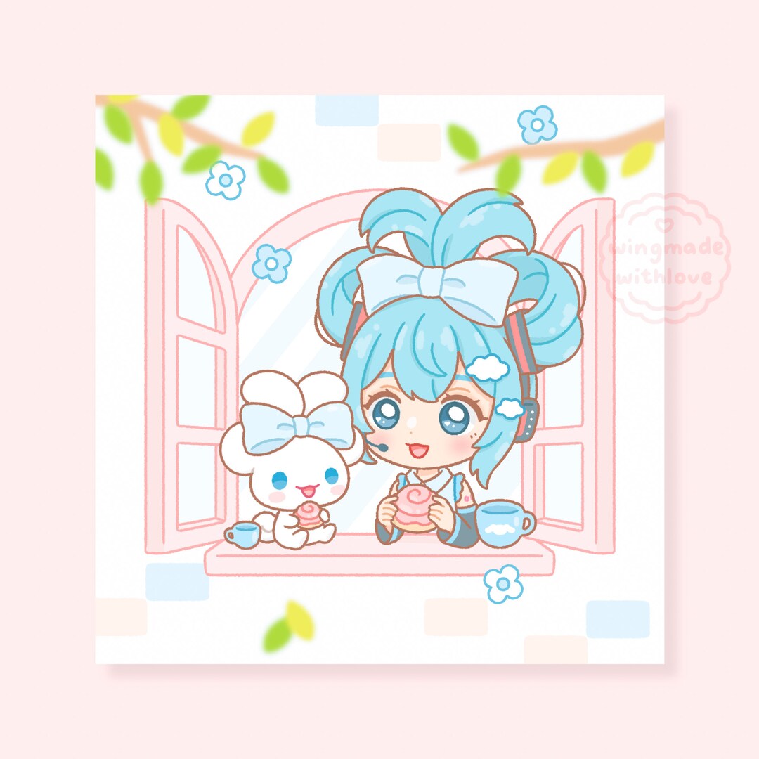 Matte/holographic Art Print Miku Cute Chibi Card - by Wingmadewithlove ...