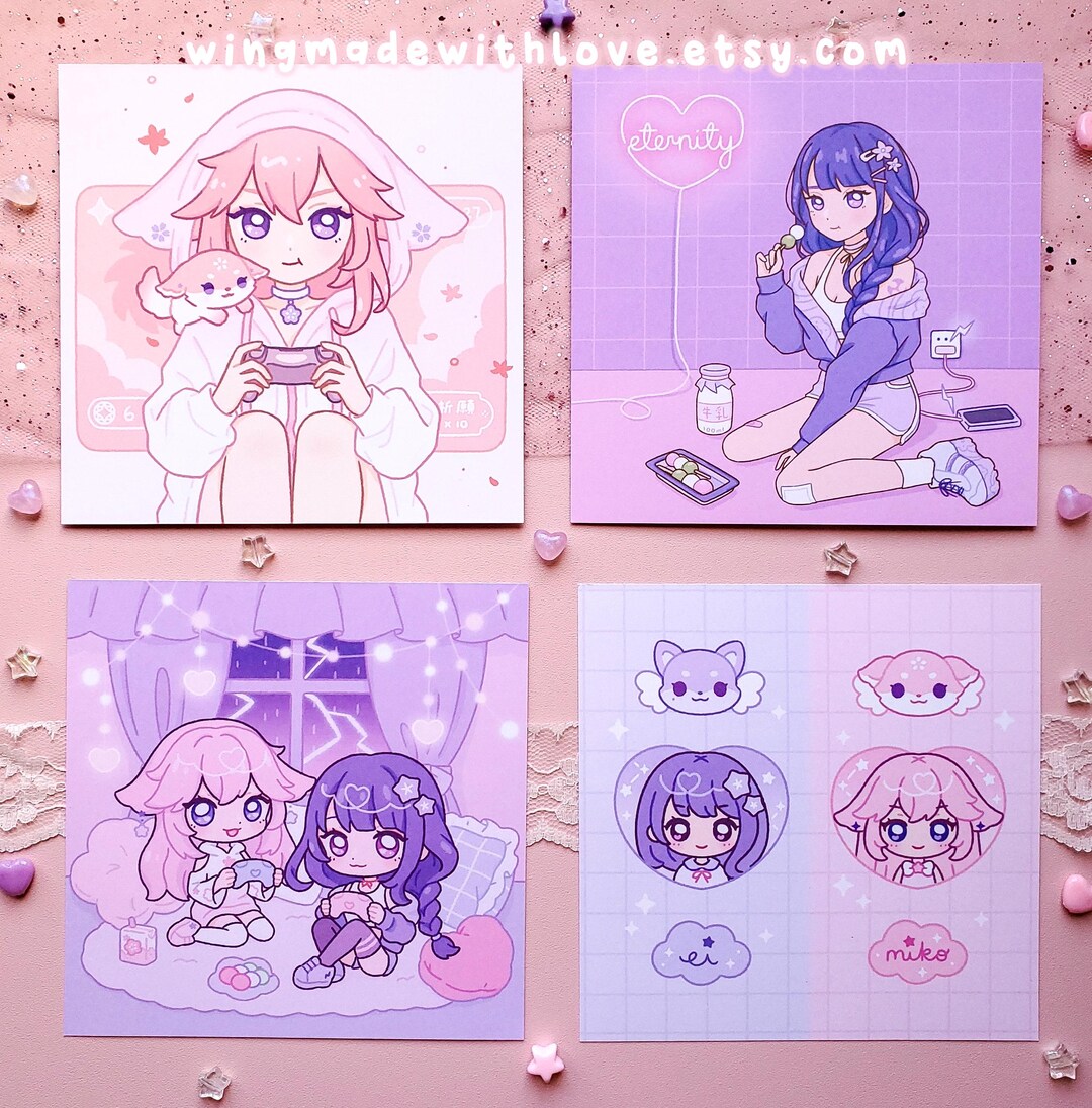 Genshin Print Matte/holographic Eimiko Collection Gamer Yae Miko Raiden ...