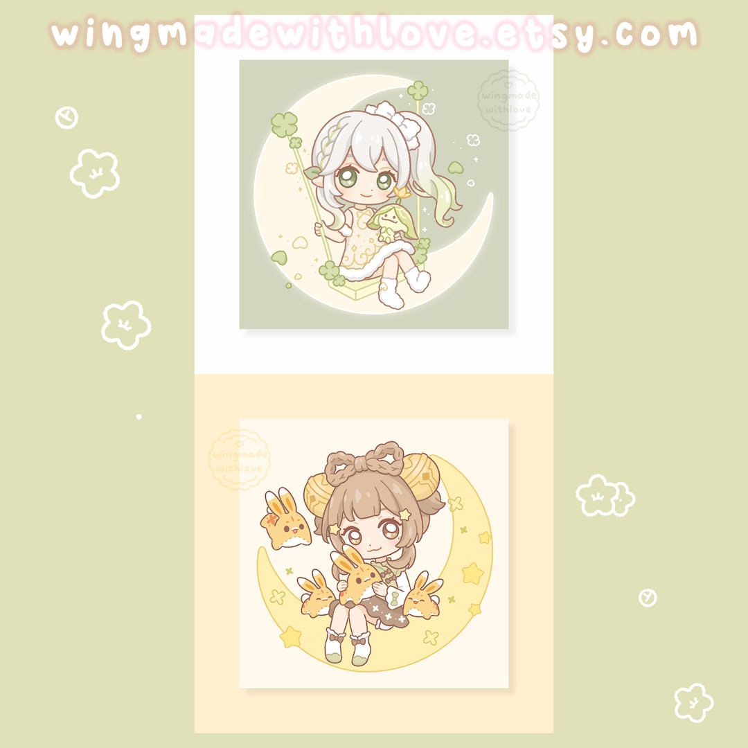 Genshin Chibi Matte/holographic Print Nahida Aranara Yaoyao Yuegui ...