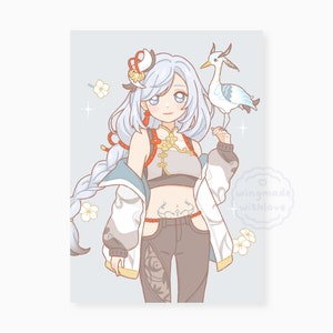 Genshin Matte/holographic Print Close-up Hu Tao Bootao Shenhe Cloud ...