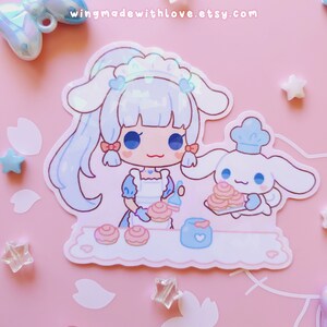 Genshin Sanrio Holographic Sticker Chibi Kokomi Raiden Ei Navia Ayaka ...