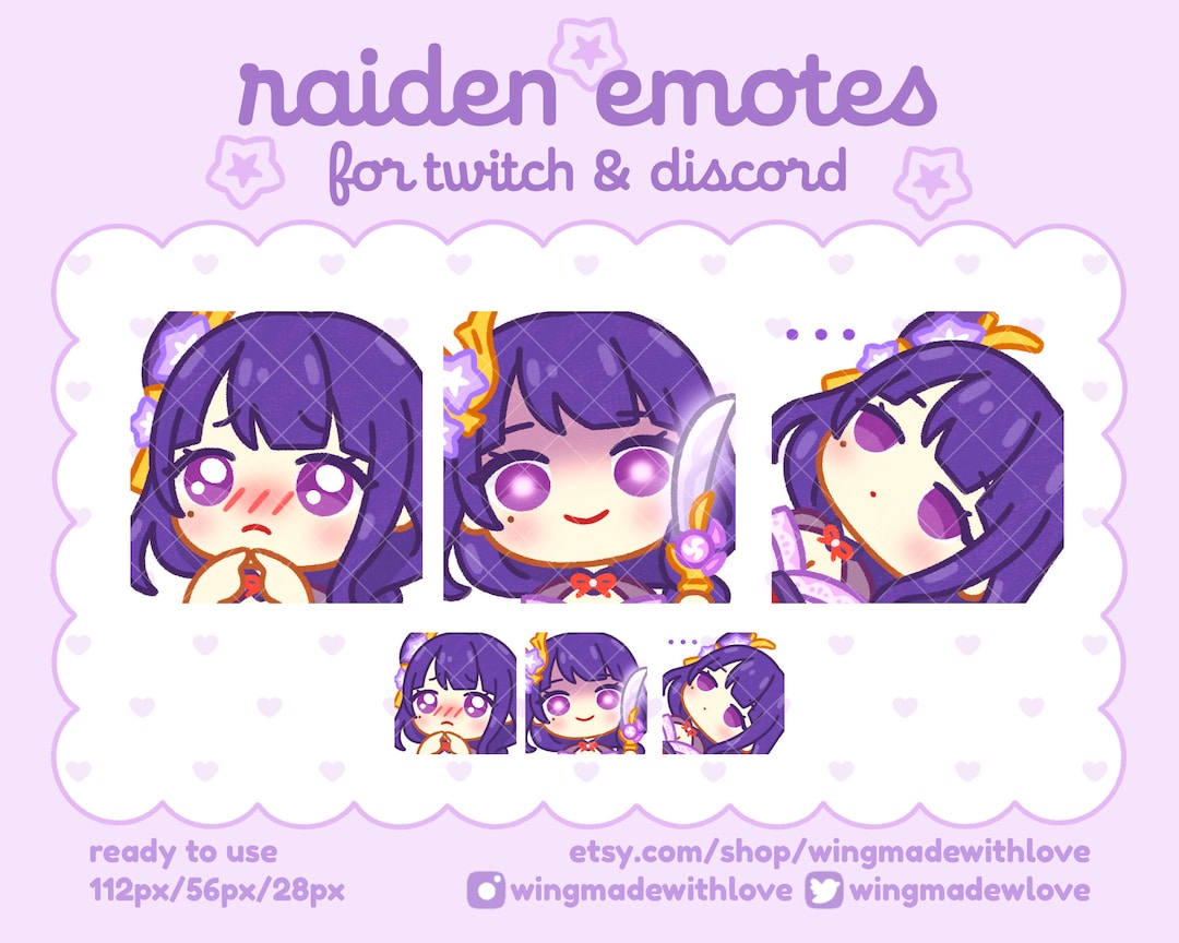 Genshin Impact Raiden Shogun Emotes Set for Twitch and Discord - Etsy