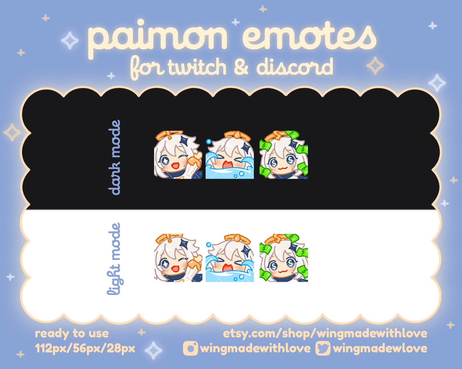 Genshin Impact Paimon & Lumine Emotes Set for Twitch and - Etsy