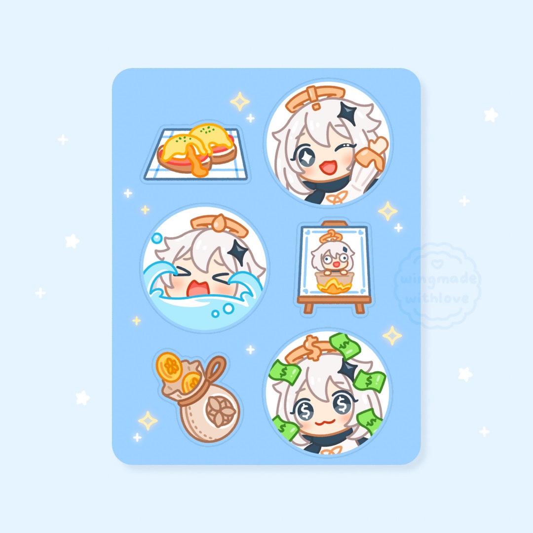 Genshin Impact Paimon Sticker Sheet Cute Chibi Emoji Emergency Food ...