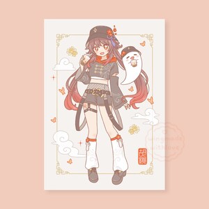 Genshin Matte/holographic Print Hu Tao Bootao Shenhe Cloud Retainer ...