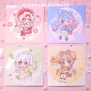 Genshin Chibi Matte/holographic Print Klee Dodoco Sigewinne Nahida ...