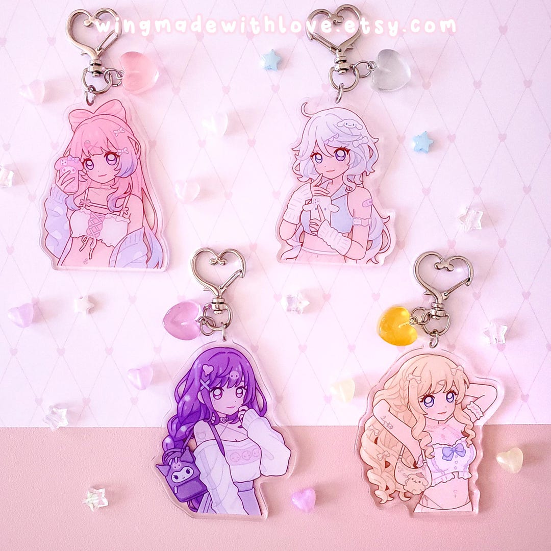 Genshin Keychain Pastel Fashion Kokomi Furina Raiden Navia - Double ...