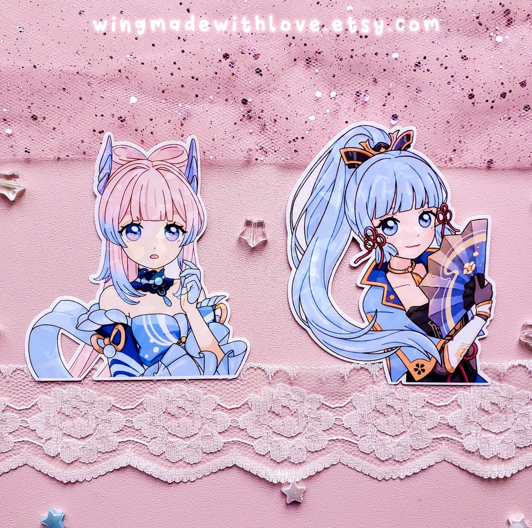 Genshin Holographic Waterproof Stickers Kokomi Ayaka Inazuma Pastel ...