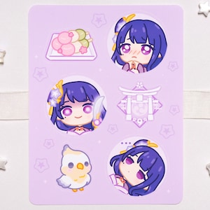 Buy Genshin Impact Raiden Ei Baal Sticker Sheet Cute Chibi Emoji Dango ...
