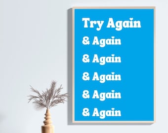 TRY AGAIN Blue Aesthetic POSTER - Etsy