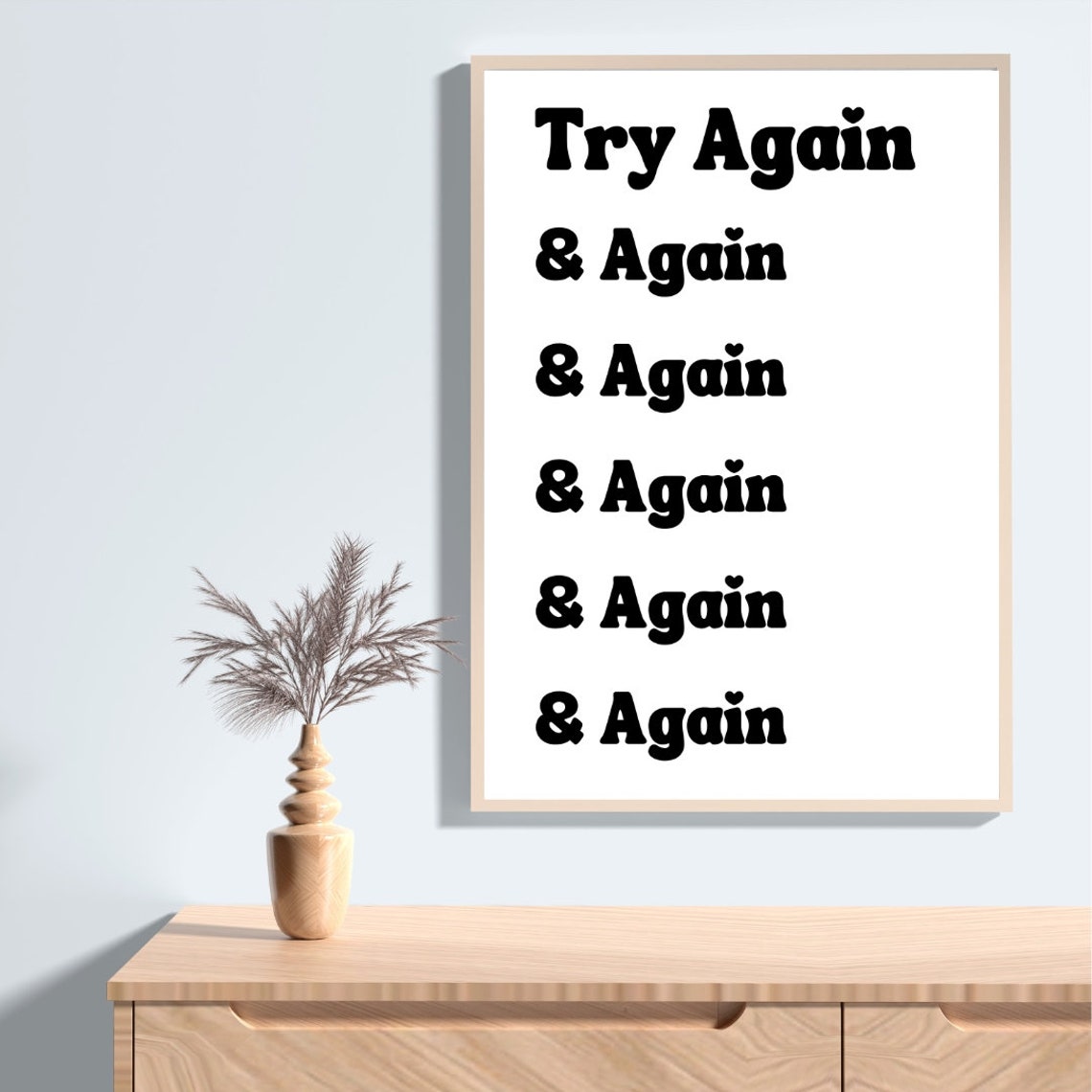Try Again Poster: Black and White Motivational Art (digital Download) - Etsy
