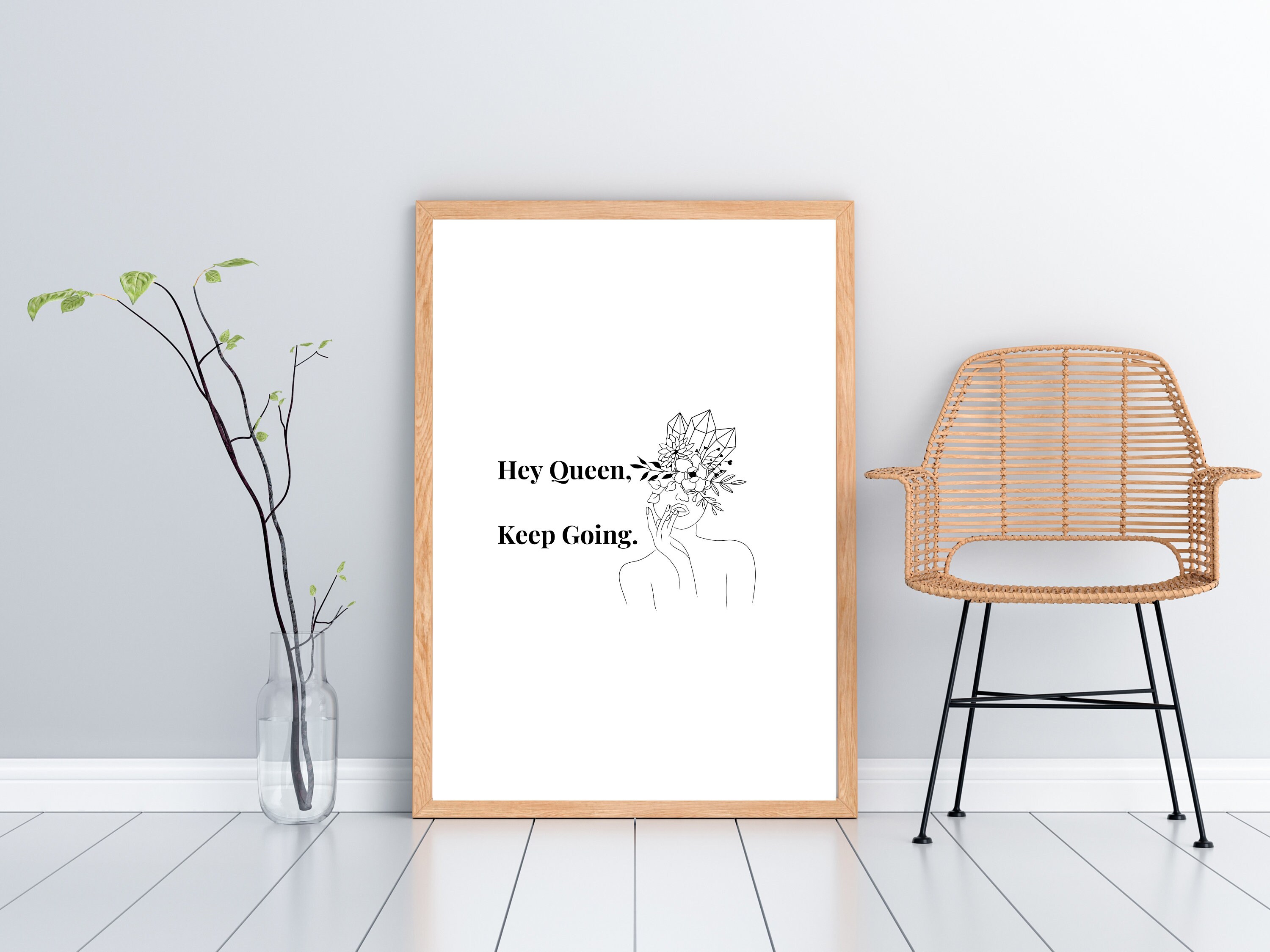 Minimal Line Art Woman, Crystal Head Line Drawing, Keep Going Poster, Abstract Line Art Prints ...