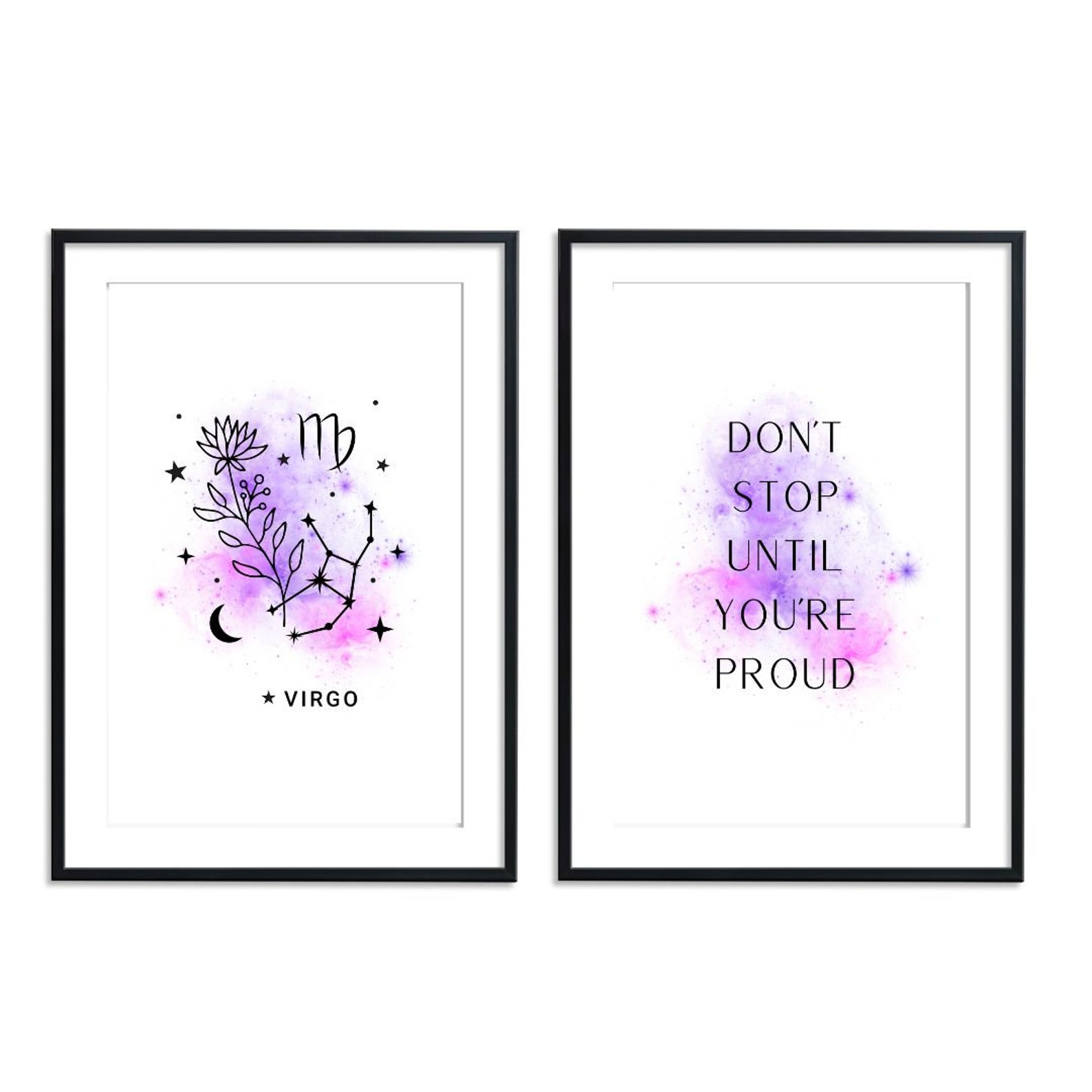 Virgo Wall Art Set, 2 Set Dorm Room Poster, Zodiac Print, Motivation ...