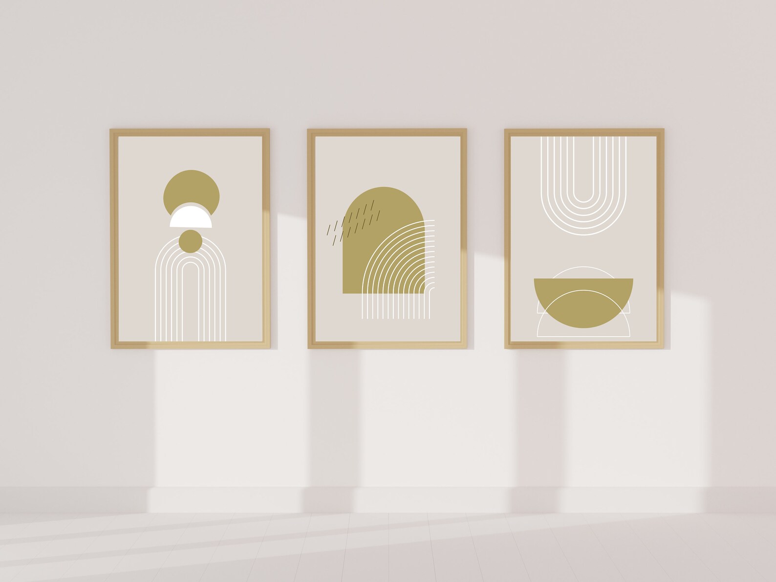 Set of 3 Abstract Wall Art, Geometric Art Set of 3, Mid Century ...