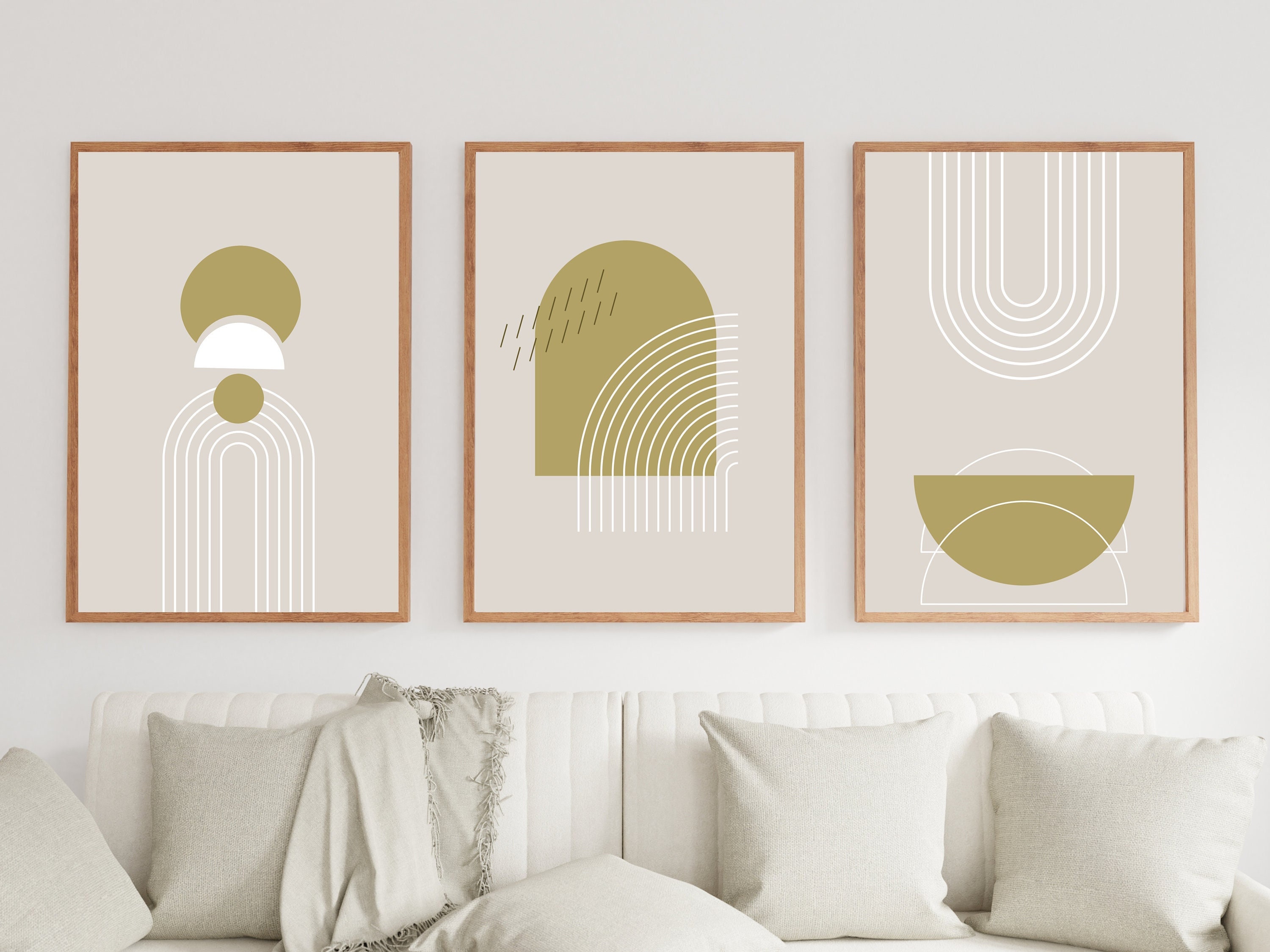 Set of 3 Abstract Wall Art, Geometric Art Set of 3, Mid Century ...