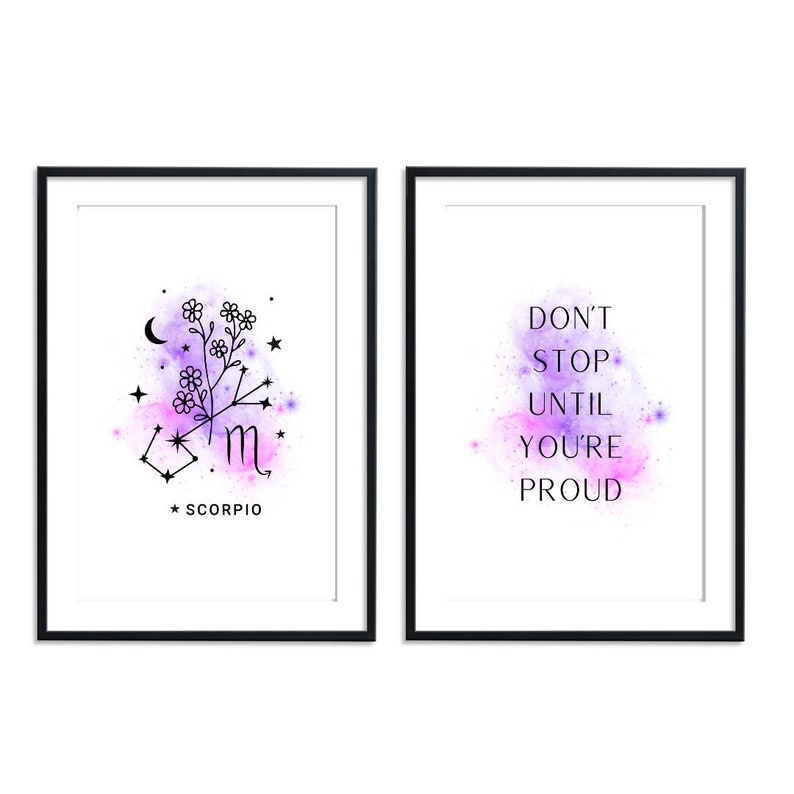 Scorpio Wall Art Set, 2 Set Dorm Room Poster, Zodiac Print, Motivation ...