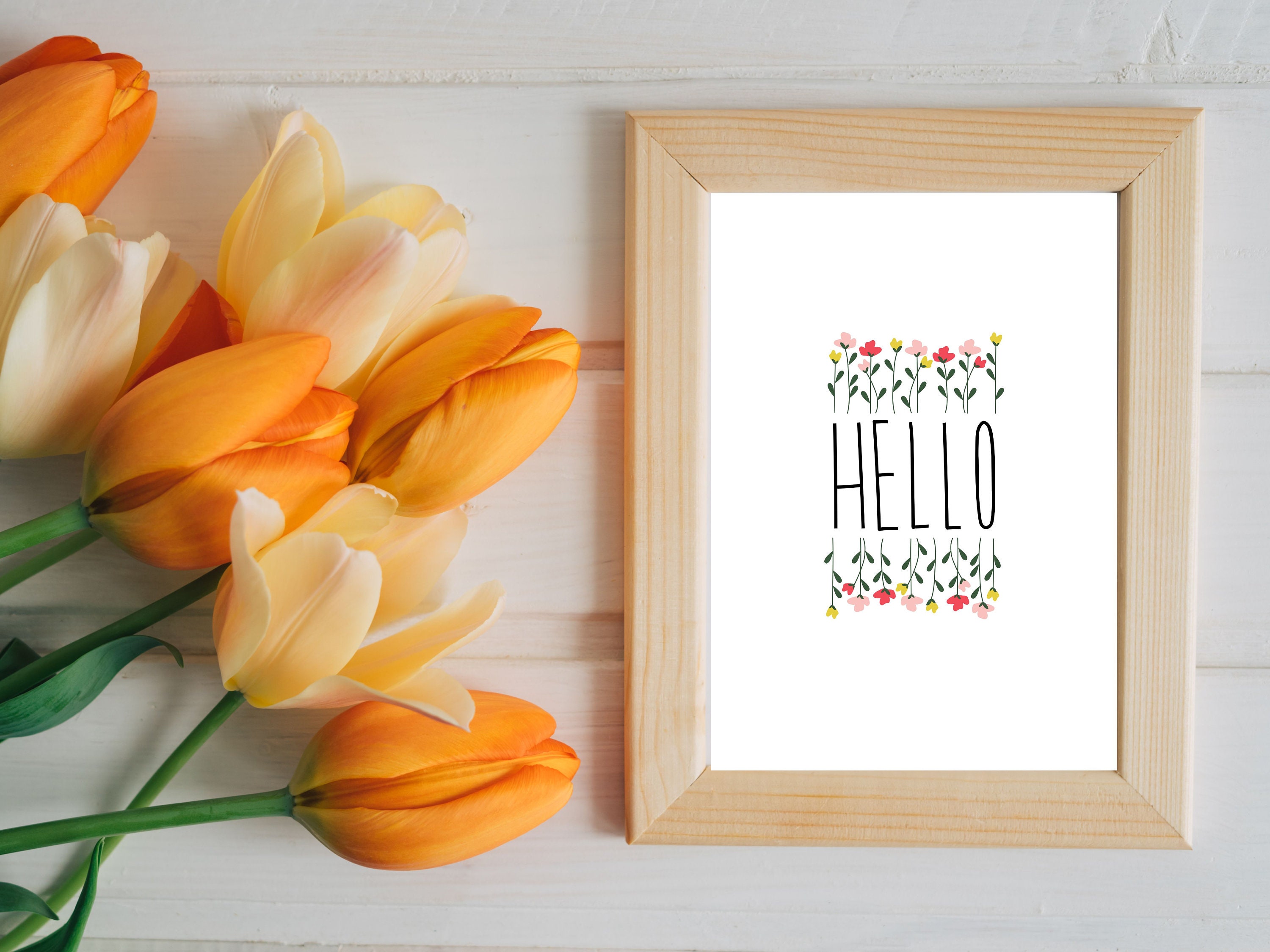Hello Sign, Floral Hello Art, Printable Wall Art, Dorm Hello Poster ...