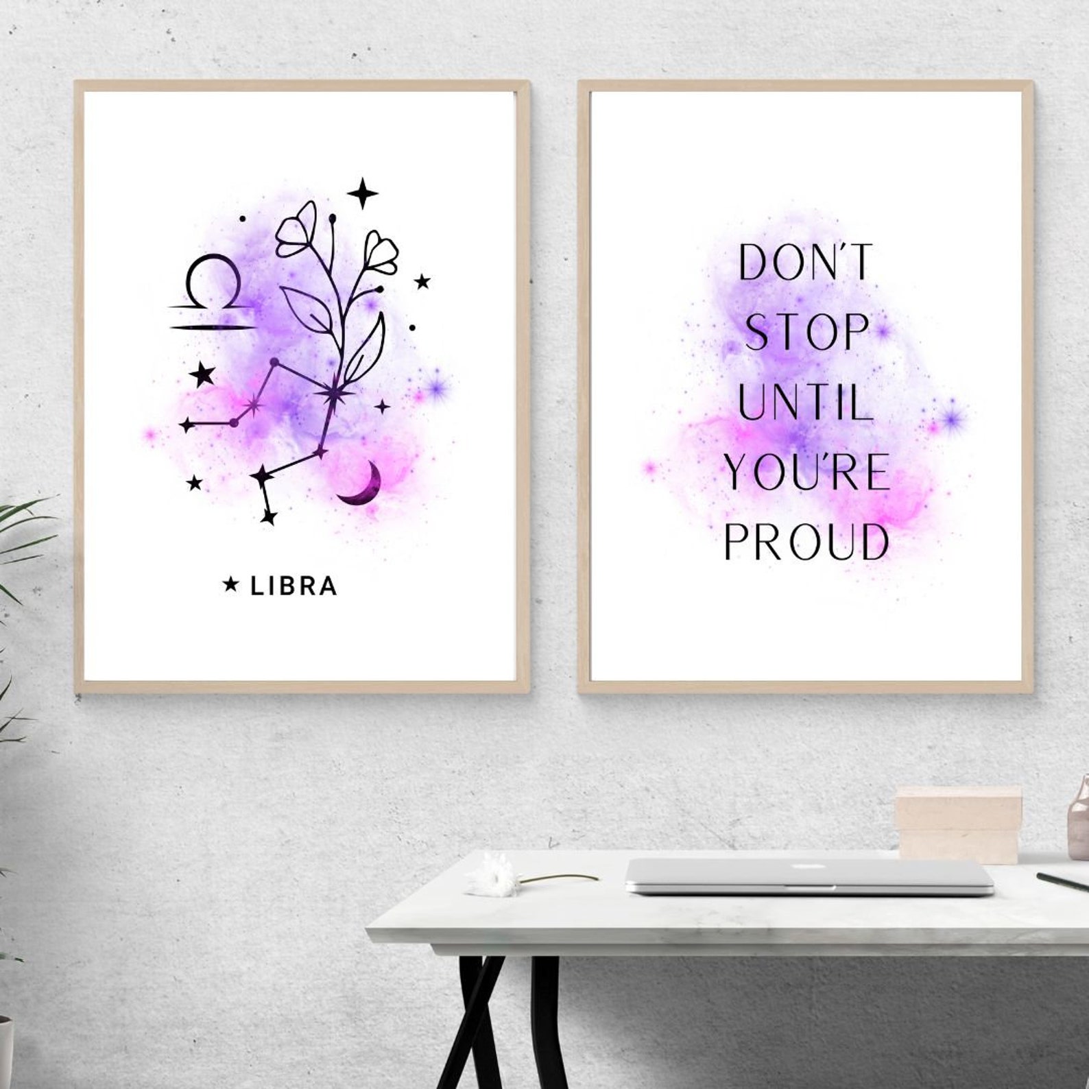 Libra Wall Art Set, 2 Set Dorm Room Poster, Zodiac Print, Motivation ...