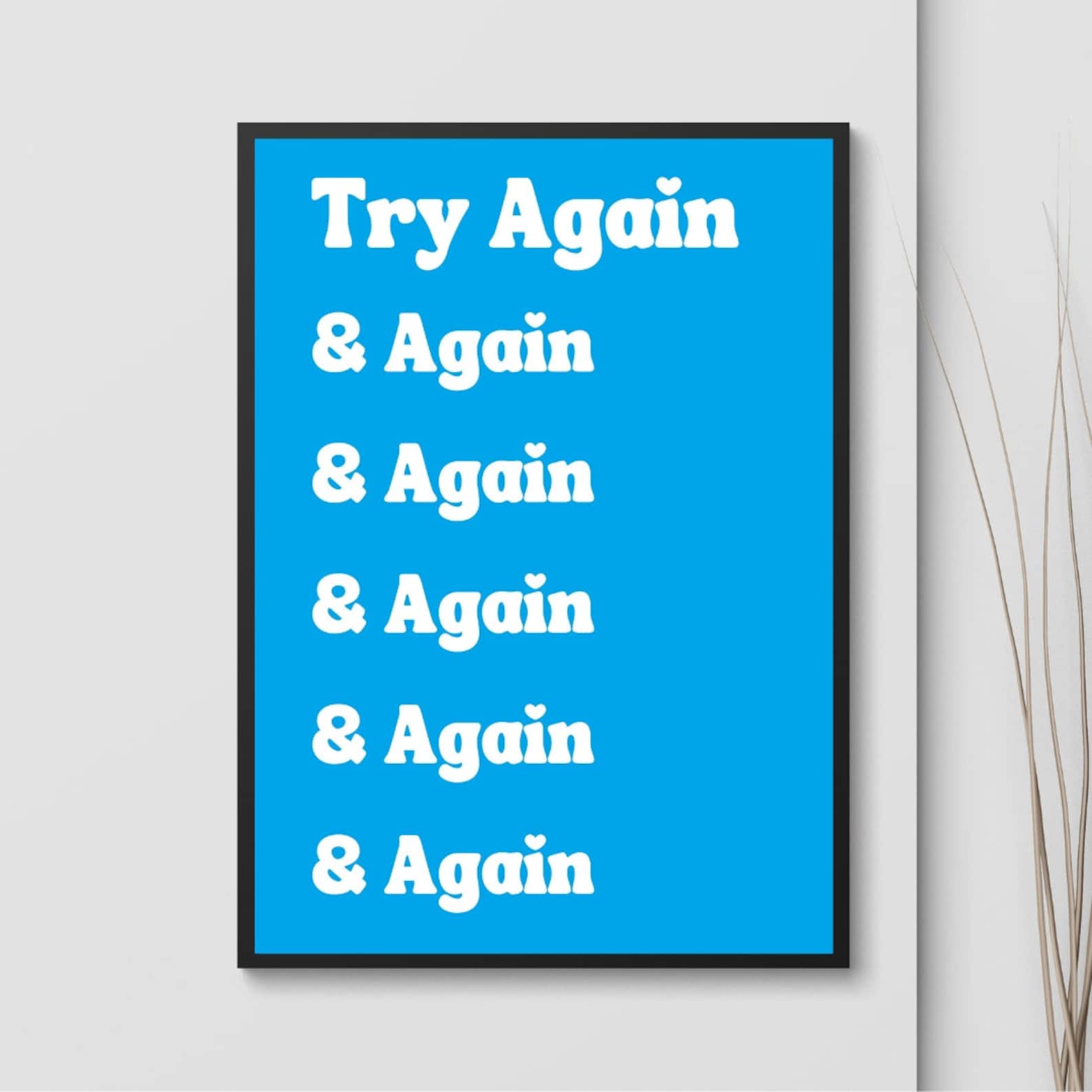 Try Again Poster: Blue Motivational Dorm Art (digital Download) - Etsy