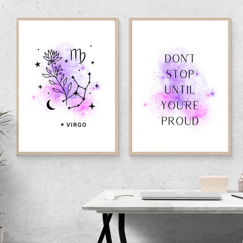 Virgo Wall Art Set, 2 Set Dorm Room Poster, Zodiac Print, Motivation ...