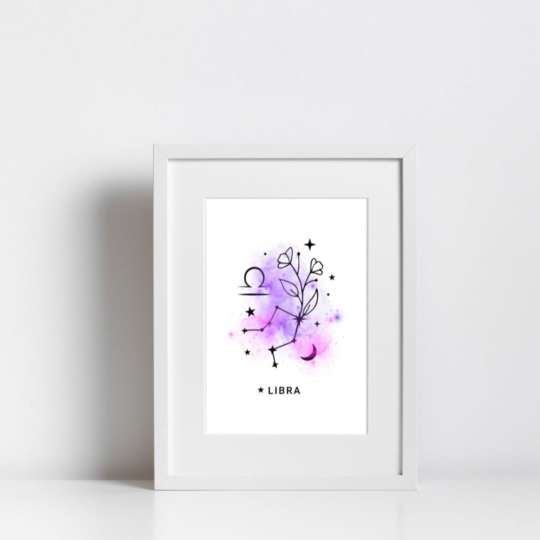 Libra Wall Art Set, 2 Set Dorm Room Poster, Zodiac Print, Motivation ...