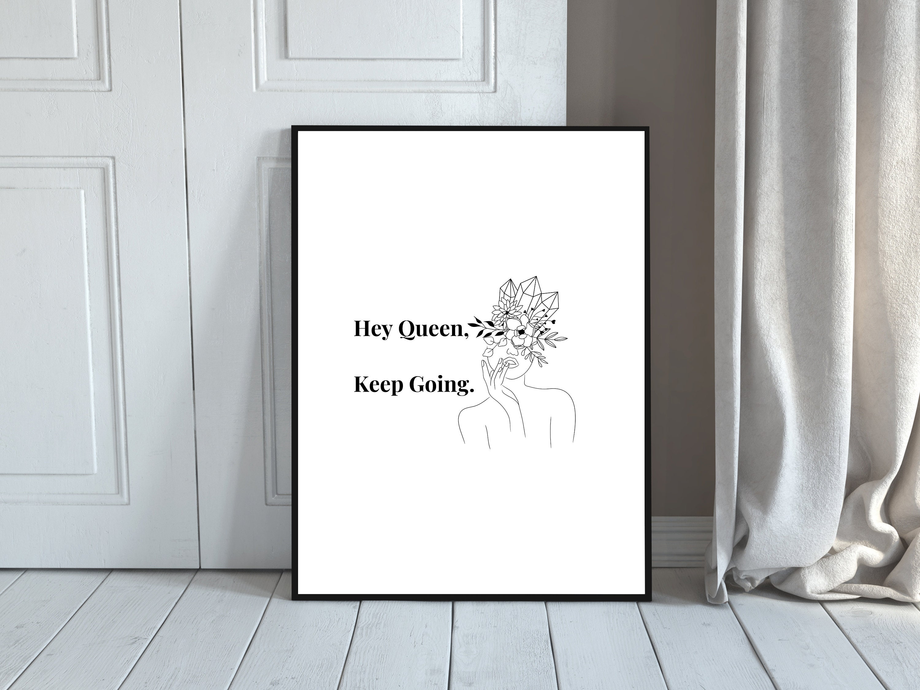 Minimal Line Art Woman, Crystal Head Line Drawing, Keep Going Poster, Abstract Line Art Prints ...