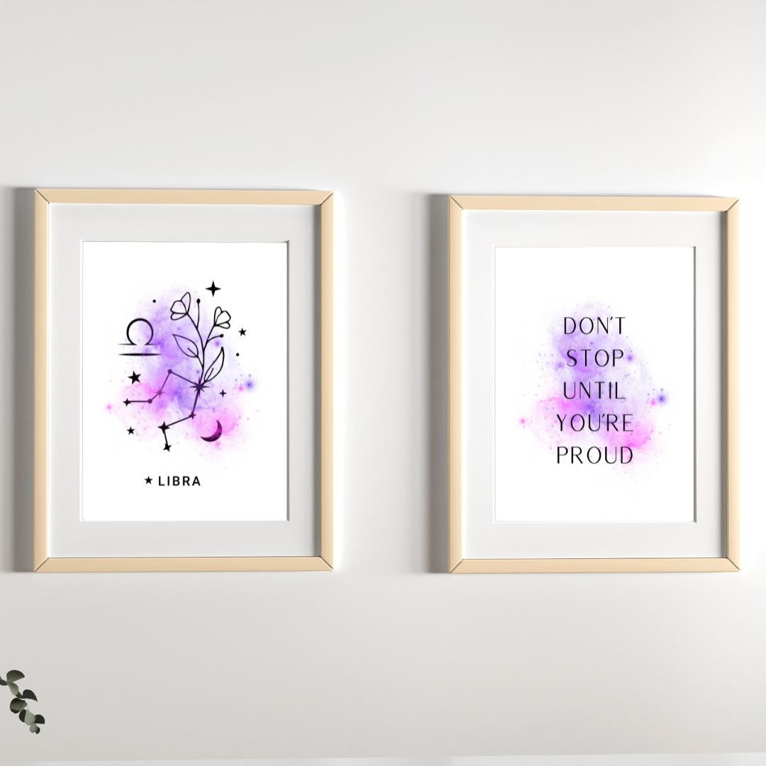 Libra Wall Art Set, 2 Set Dorm Room Poster, Zodiac Print, Motivation ...