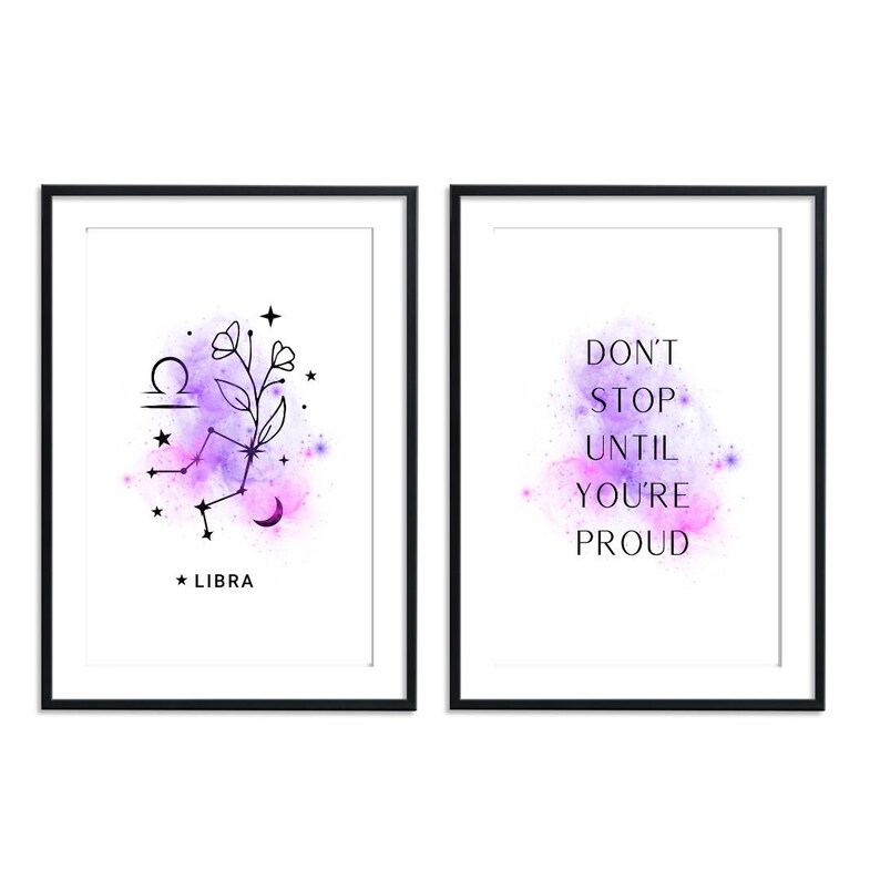 Libra Wall Art Set, 2 Set Dorm Room Poster, Zodiac Print, Motivation ...