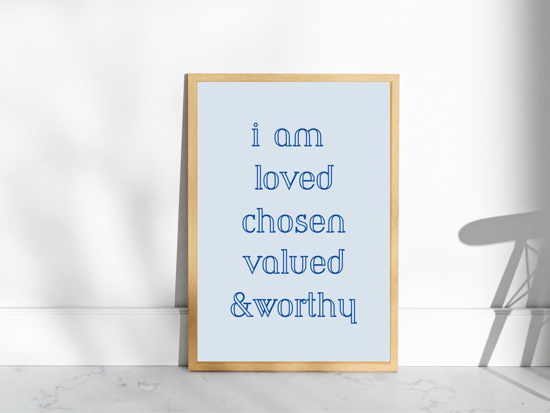 Affirmation Wall Art: Positive Daily Affirmation, Blue Decor (digital ...