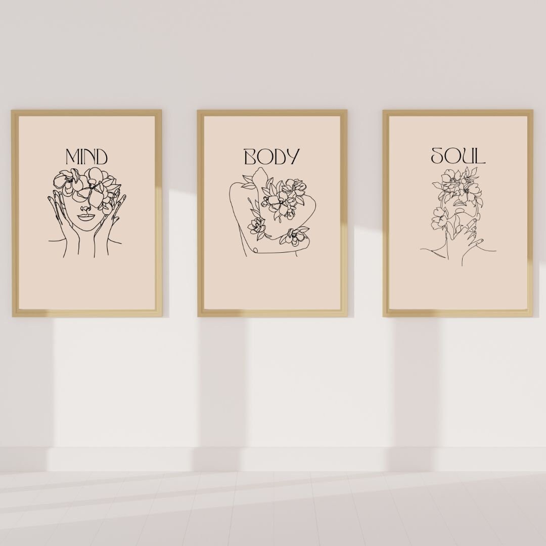 Mind Body Soul Art Prints: Flower Woman Line Art (digital Download) - Etsy