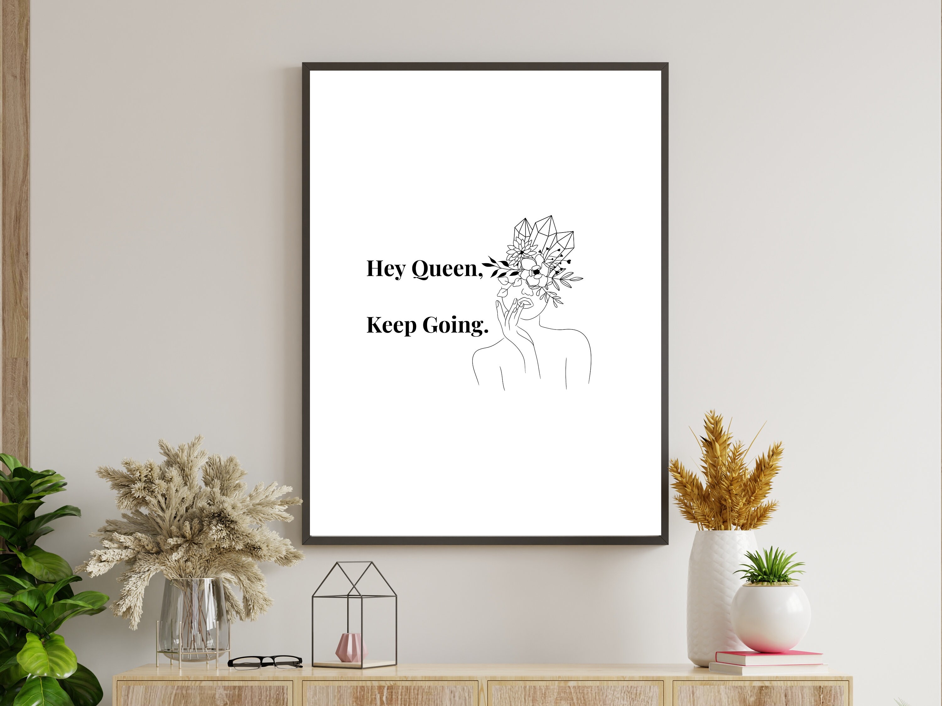 Minimal Line Art Woman, Crystal Head Line Drawing, Keep Going Poster, Abstract Line Art Prints ...