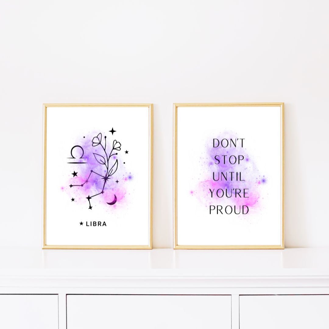 Libra Wall Art Set, 2 Set Dorm Room Poster, Zodiac Print, Motivation ...