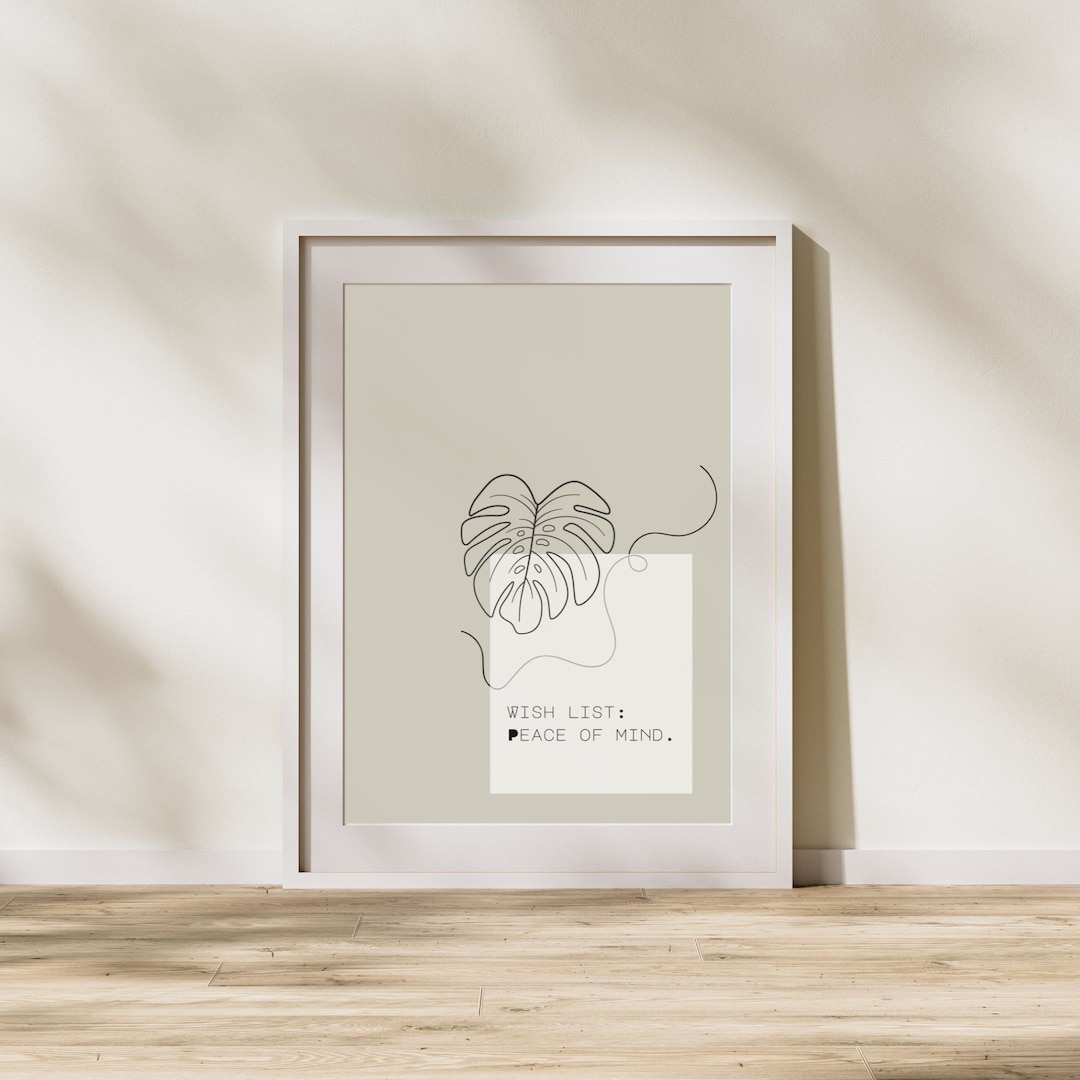 Monstera Wall Art, Abstract Monstera Line Art, Leaf Art Print ...