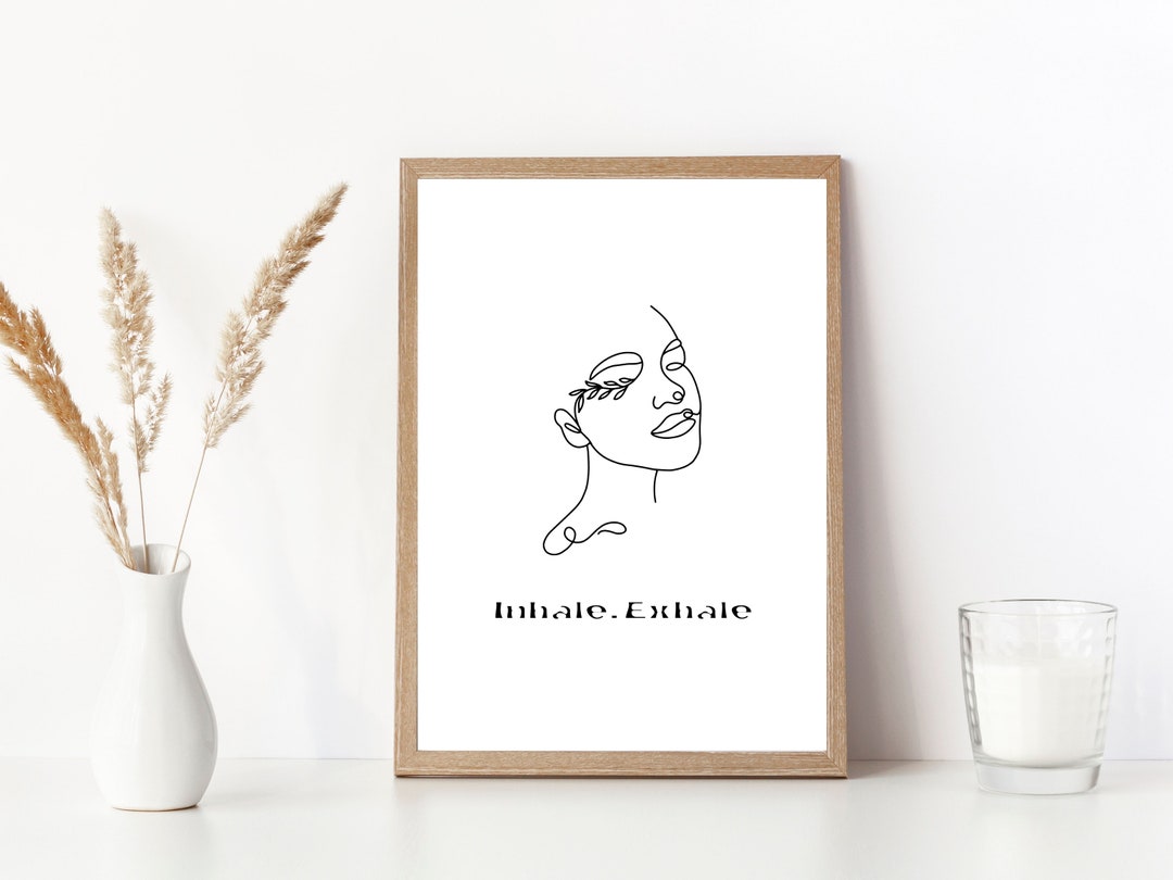 Inhale Exhale Woman Line Art Print: Minimalist Dorm Decor (digital ...