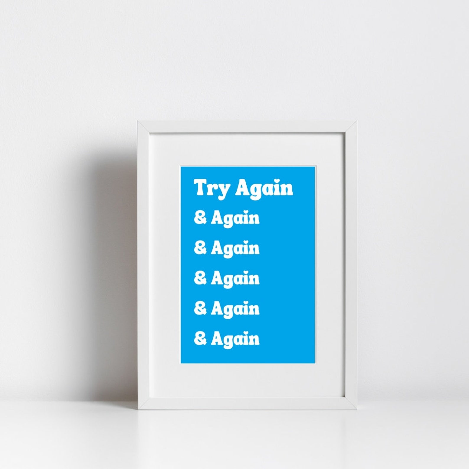 Try Again Poster: Blue Motivational Dorm Art (digital Download) - Etsy