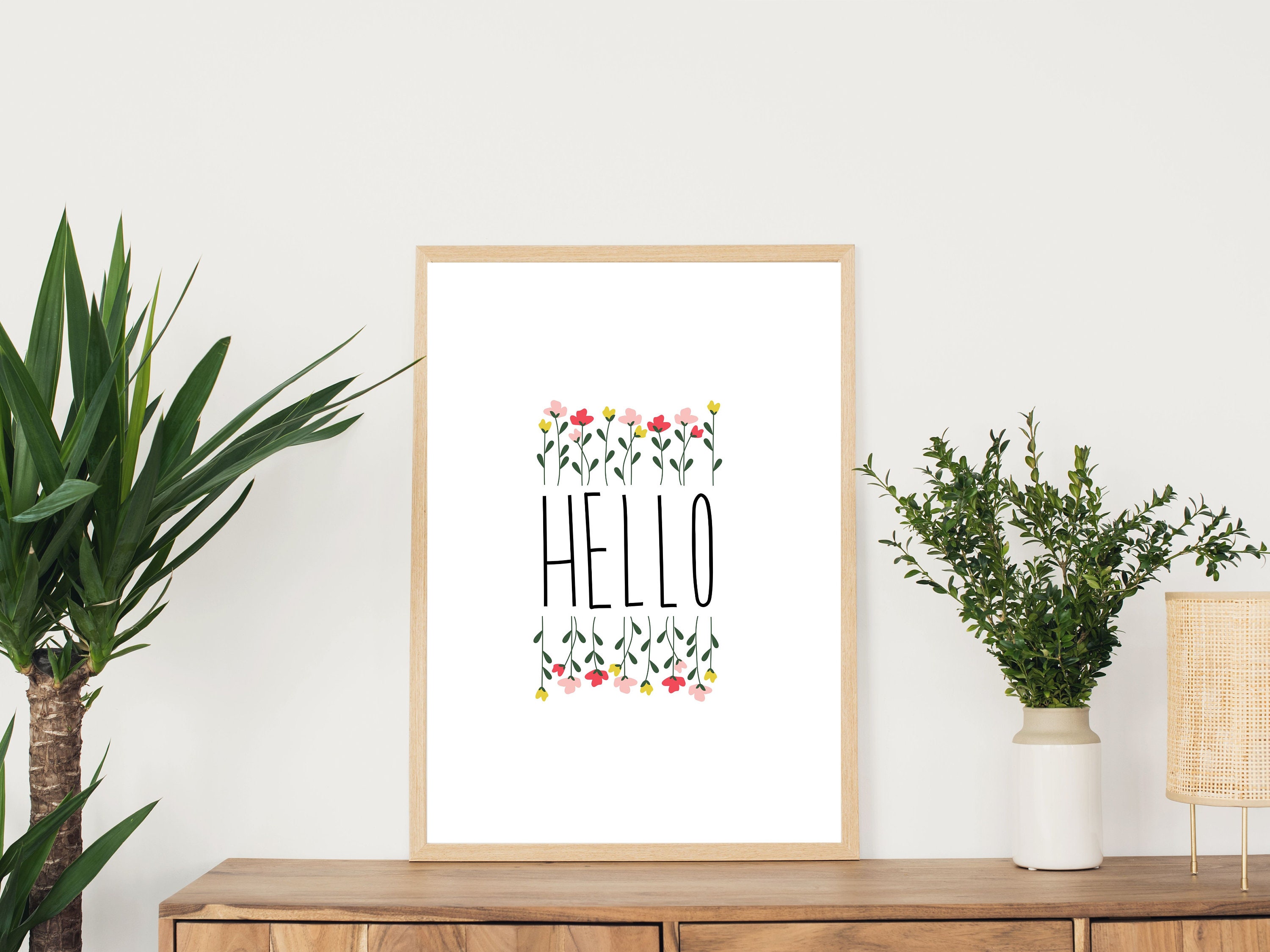 Hello Sign, Floral Hello Art, Printable Wall Art, Dorm Hello Poster ...