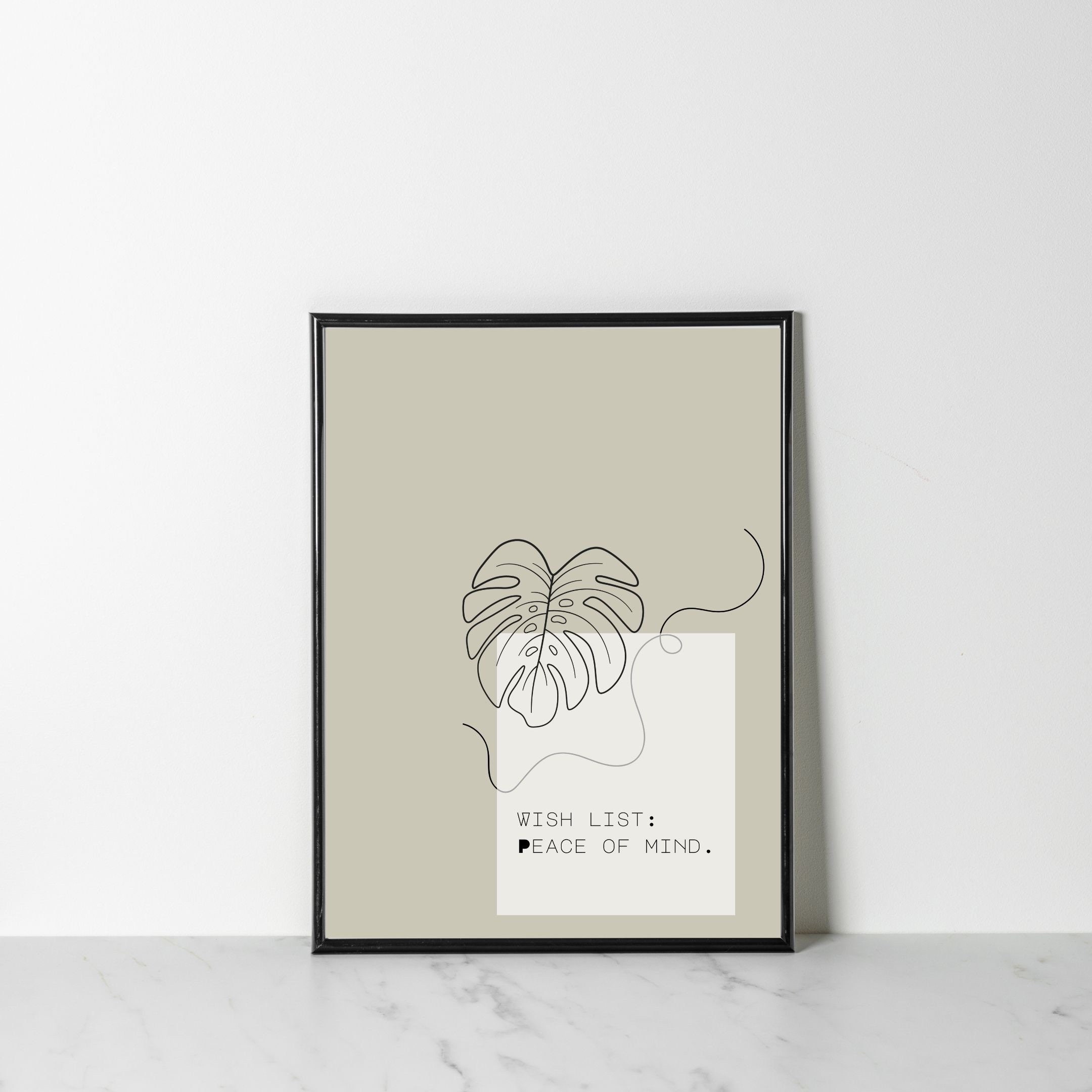 Monstera Wall Art, Abstract Monstera Line Art, Leaf Art Print ...