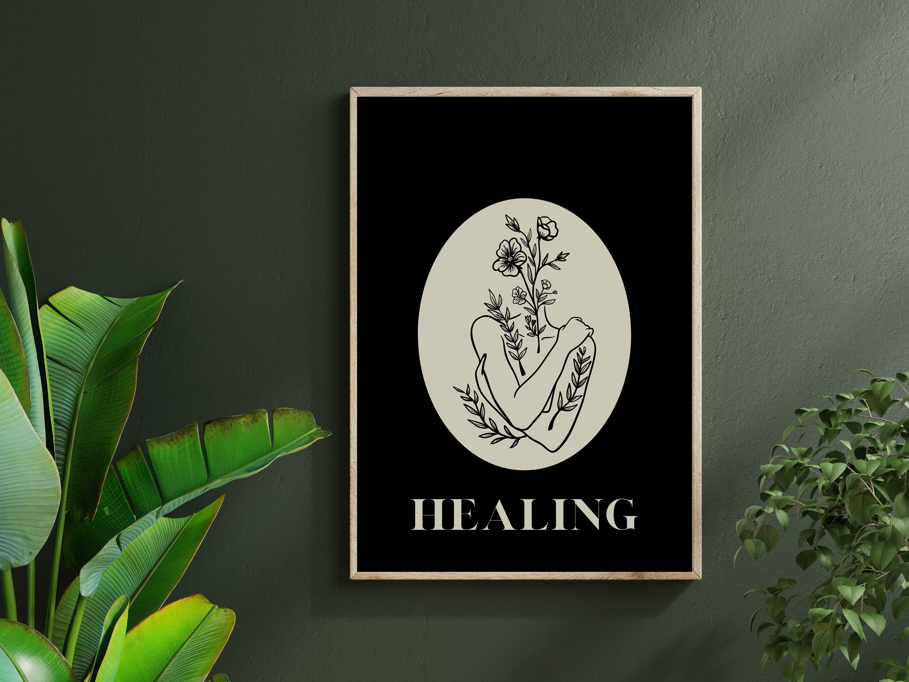 Flower Head Women Line Art, Female Head Flower Wall Art, One Line ...