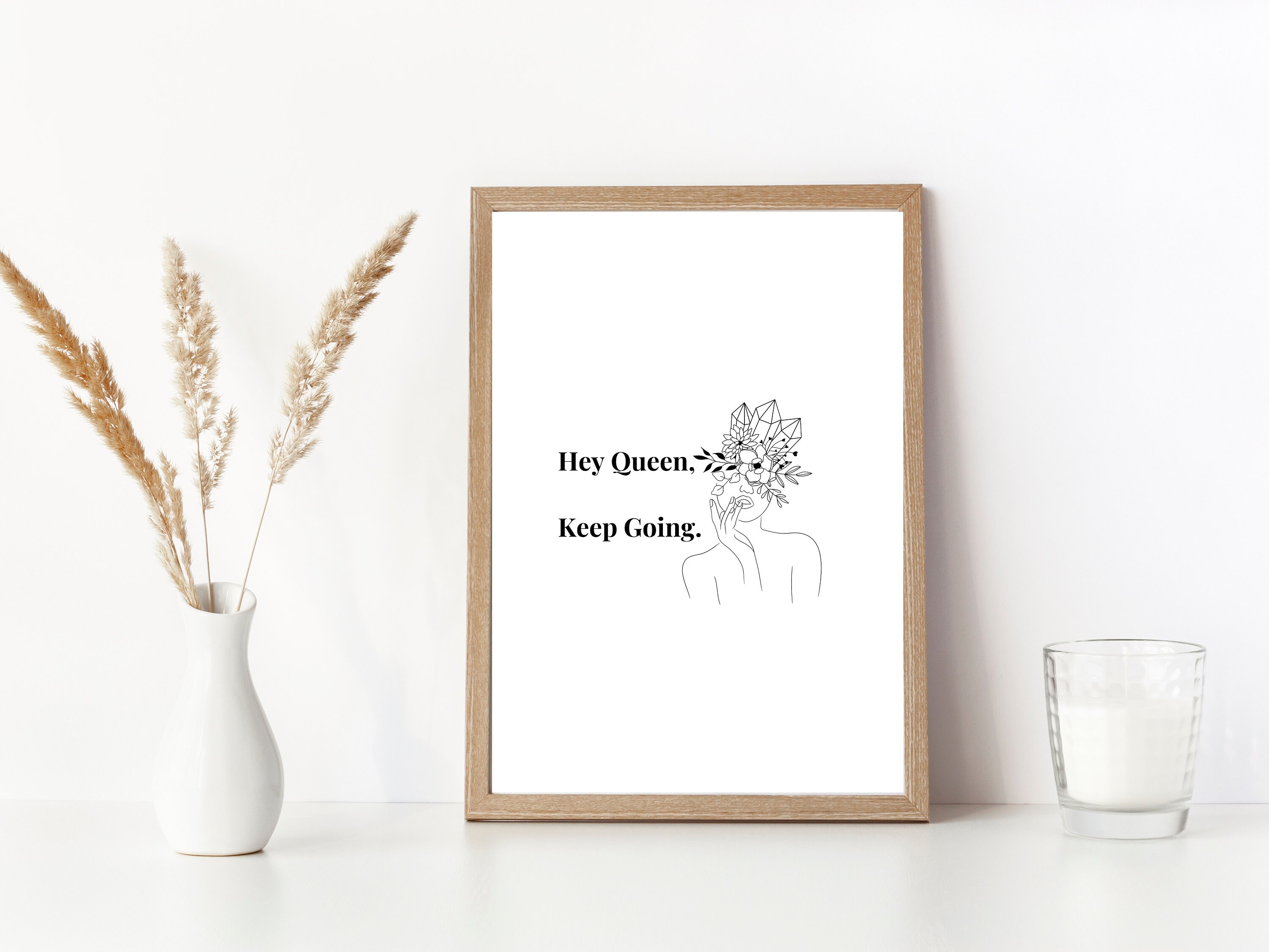 Minimal Line Art Woman, Crystal Head Line Drawing, Keep Going Poster, Abstract Line Art Prints ...